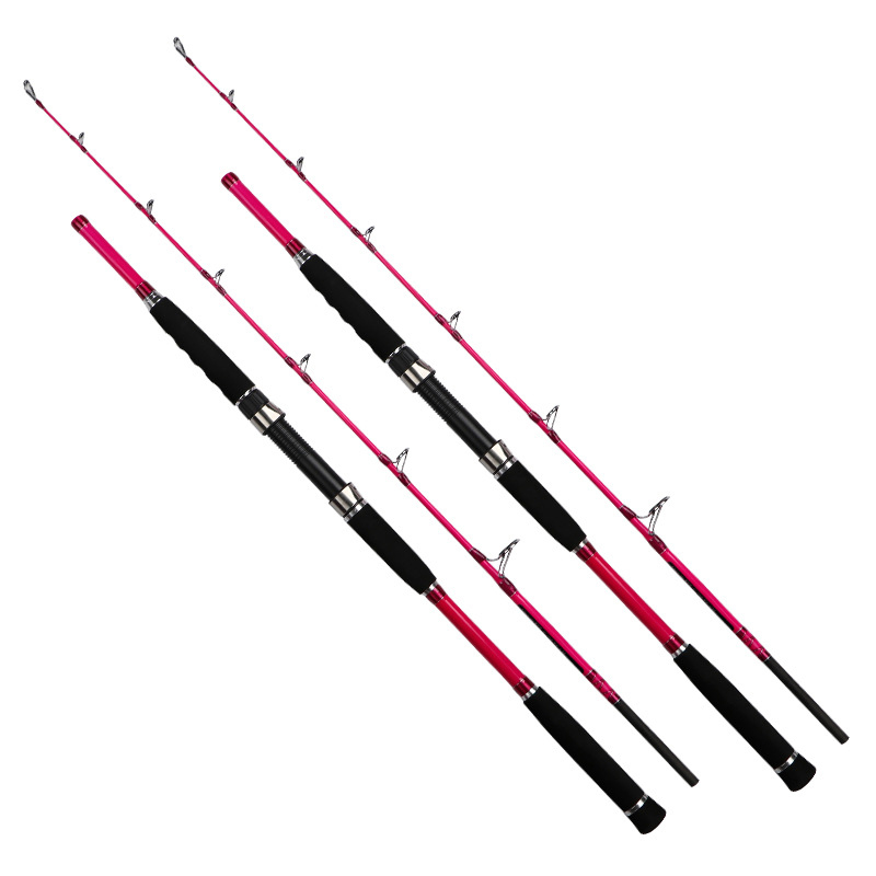 Custom Carbon Fiber Pink Color 1.7m Boat Fishing Rod Bait Weight 80-120 ...